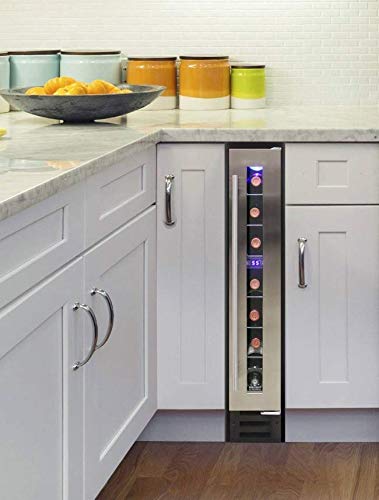 Vinotemp 7 Bottle Built-in Style Wine Cooler with Stainless Steel Door Trim and Dual Pane Glass