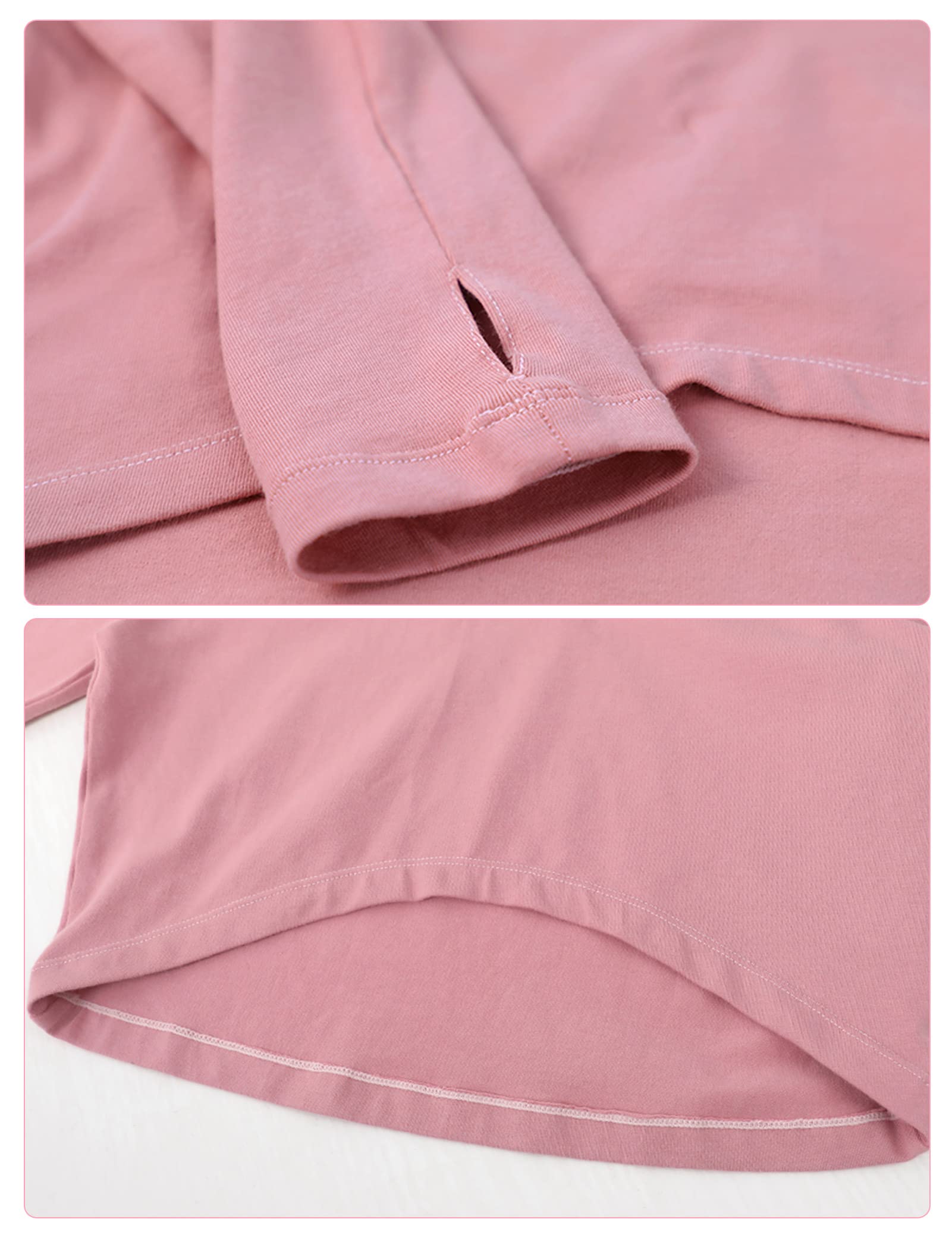 Daydance Cotton Women Crop Top Fitted Athletic Shirts for Workout, Dance, Yoga with Thumb Hole Pink