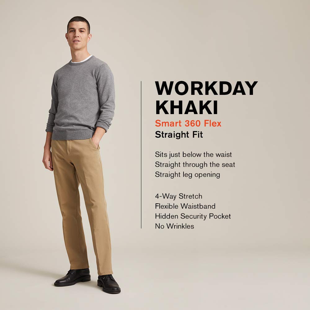 Dockers Men's Classic Fit Workday Khaki Smart 360 Flex Pants (Standard and Big & Tall), Storm Grey, 56W x 32L