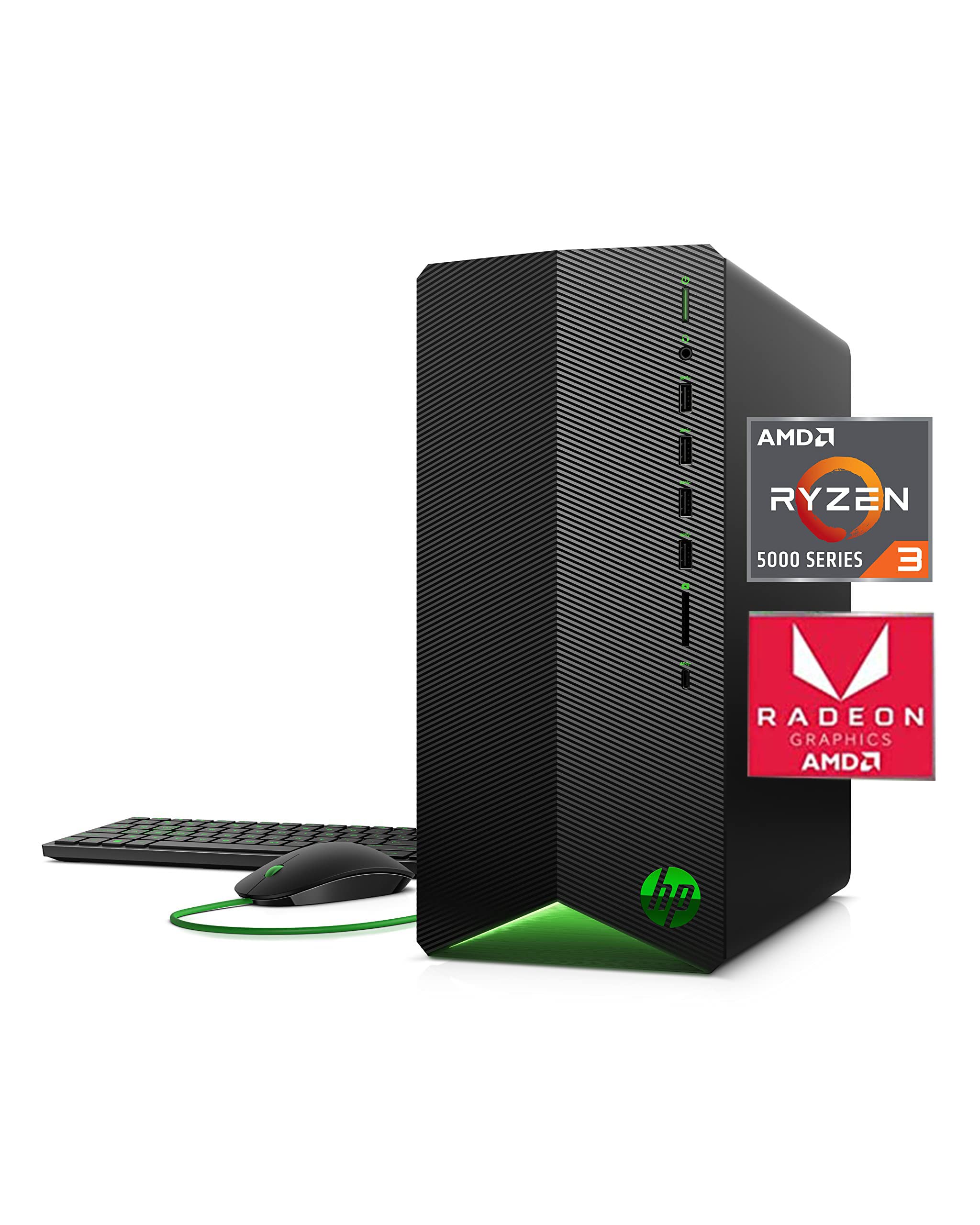 HP Pavilion Gaming Desktop, AMD Ryzen 3 5300G (Beat i7-11375H), AMD Radeon RX 5500, 8GB RAM, 512GB SSD, Wired Mouse and Keyboard, HDMI, Windows 11 Home
