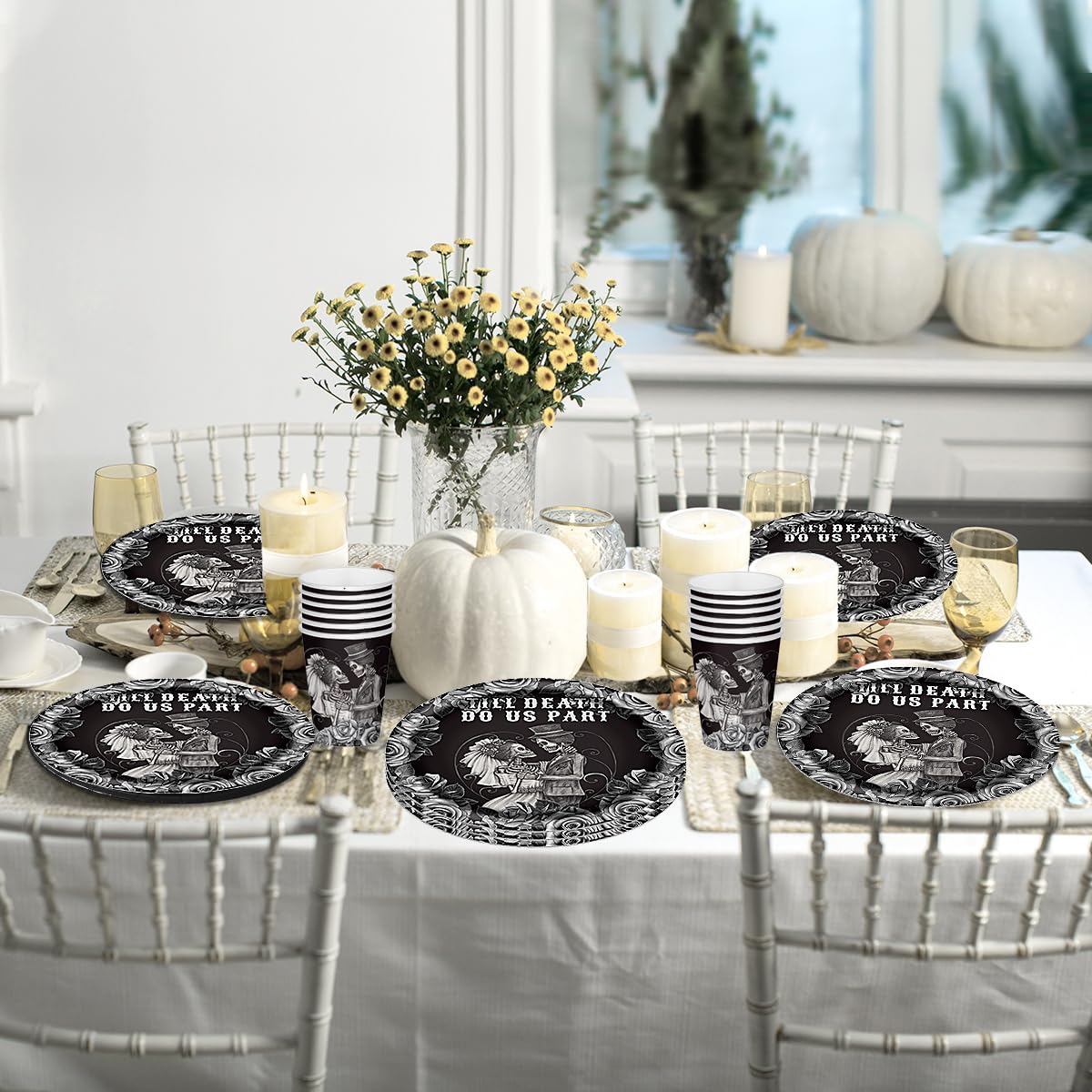 Till Death Do Us Part Wedding Decorations Set Serves 16, Till Death Do Us Party Wedding Bachelorette Decorations, Halloween Bachelorette Wedding Bridal Shower Engagement Party Decorations