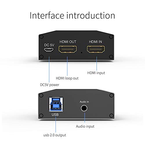 eKL USB Game Video Capture Card Supports 4k@30Hz Input and Loop Output, 1080p@30FPS for Live Stream