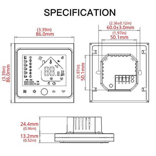 LNYHLXS Smart Thermostat Temperature Controller Water/Electric Floor Heating Water/Gas Boiler Works(D)