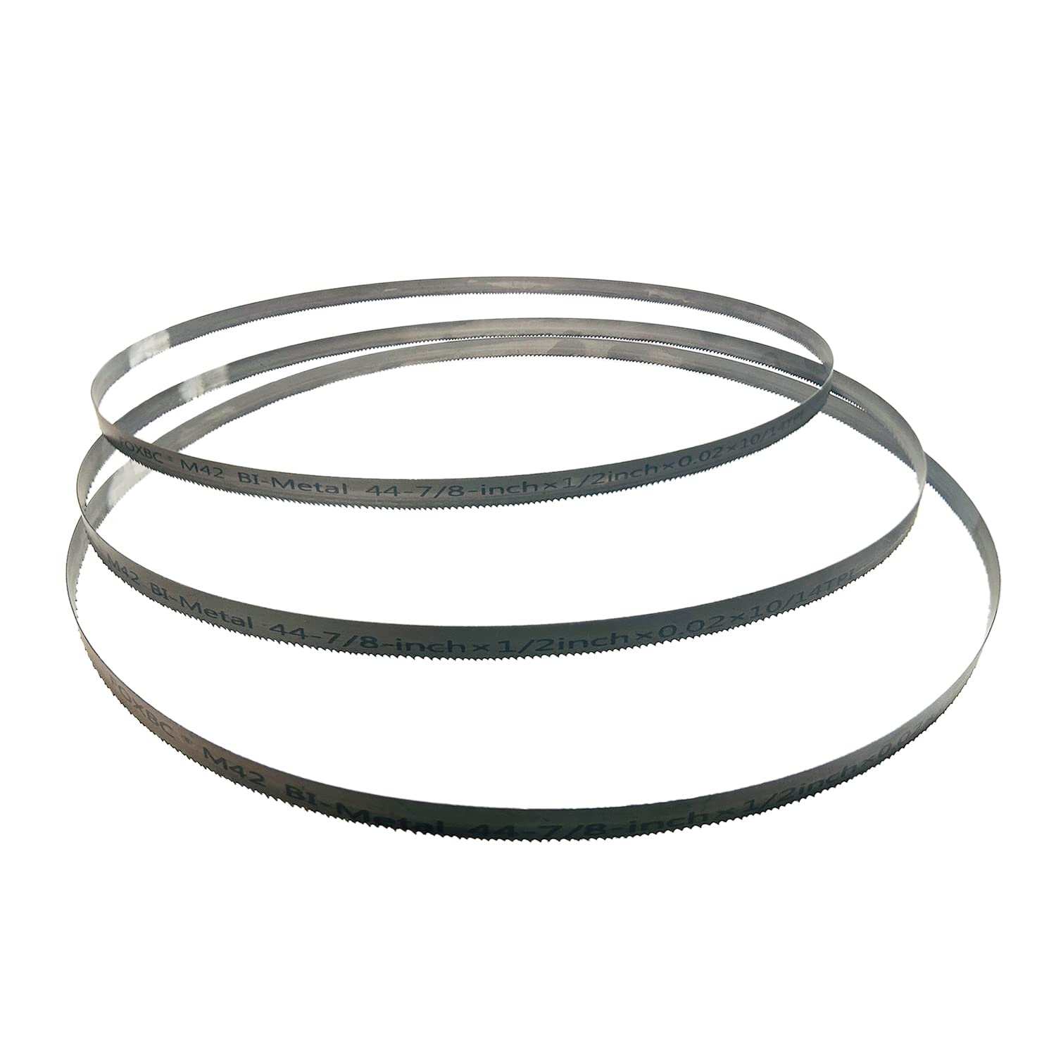 FOXBC 44-7/8 Inch Bandsaw Blades 10/14 TPI for Milwaukee 48-39-0551, DeWalt DCS374B Portable Band Saw, 44-7/8" x 1/2" x .020", 3-Pack