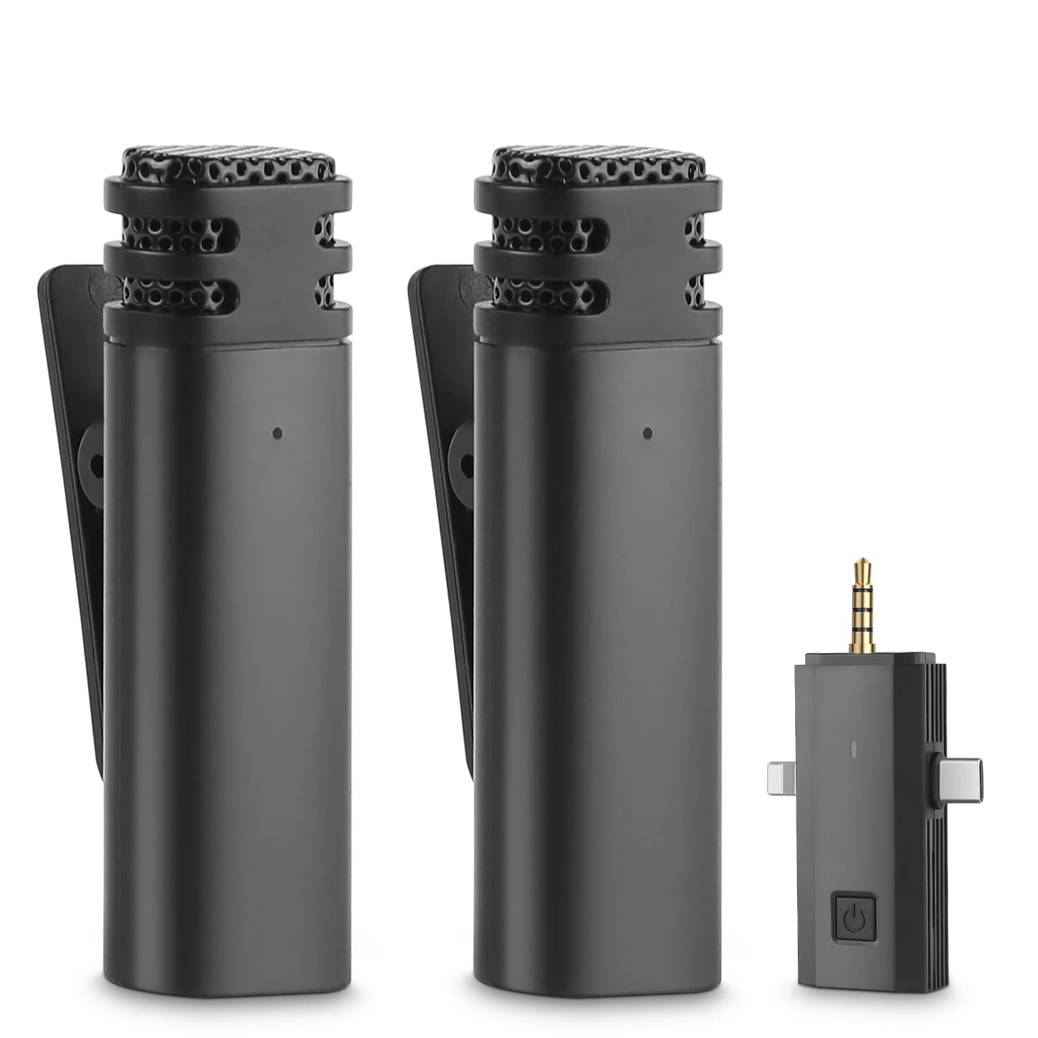 Dual Wireless Mini Lavalier Lapel Microphone for iPhone, Android- Cordless Double Mics Plug-Play and Pick-up Ultra-Low Delay Built-in Noise Reduction Chip for Video Recording YouTube Facebook