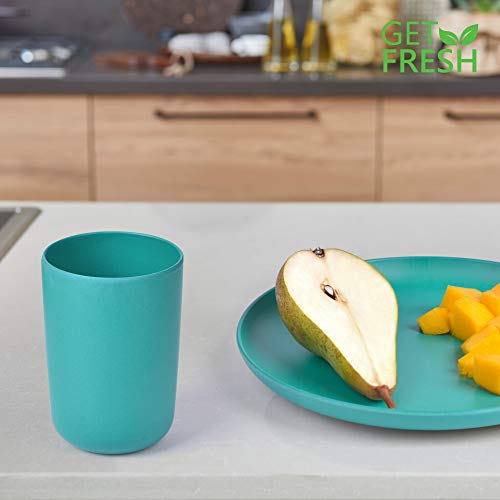 GET FRESH Bamboo Kids Cups Set – 4-pack Reusable Bamboo Cups for Toddlers and Adults – Colorful Bamboo Fiber Drinking Cups for Children – Bamboo Kids Dinnerware Set for Everyday Use
