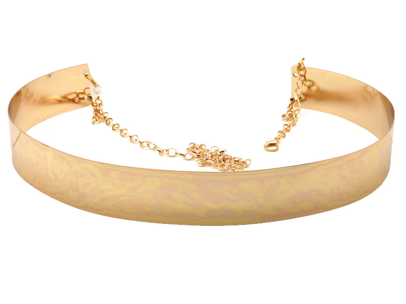 Fashion 21 Women's Shiny Polished Adjustable Metal Mirror Waist Belt Gold, Rose Gold, Silver Tone (1.6", Gold)