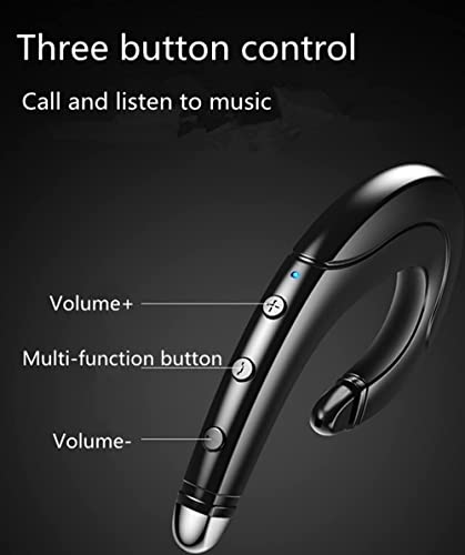 Wireless Bluetooth Headphone, Painless Wearing Headset with Mic for Cell Phone, Non Ear Plug Non Bone Conduction Ear Hook Earbuds, Lightweight, Waterproof Earpiece for Business/Office/Sports
