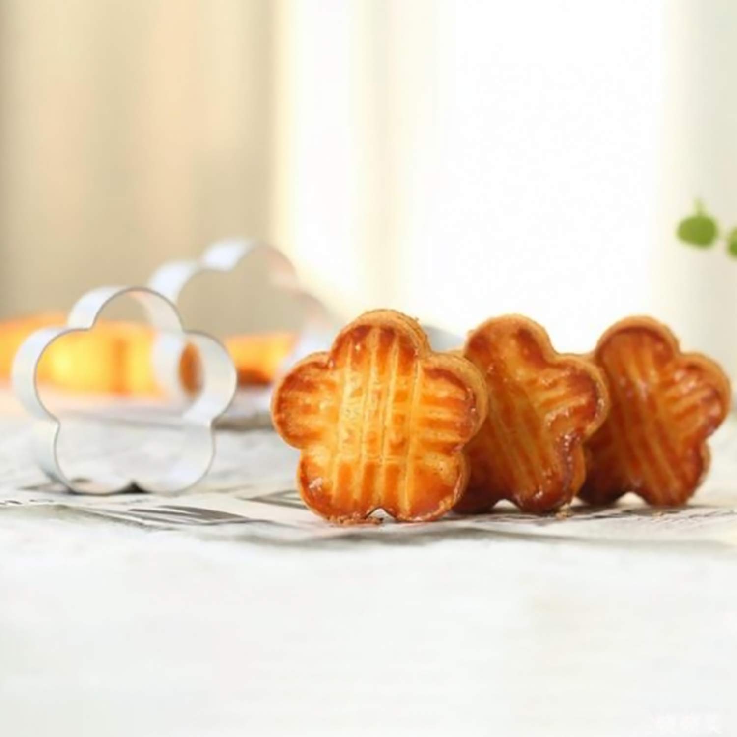 GSKS Mini Metal Cookie Cutters Baking Set of 12 Small Biscuit Fondant Cutter Flower Leaf Shape