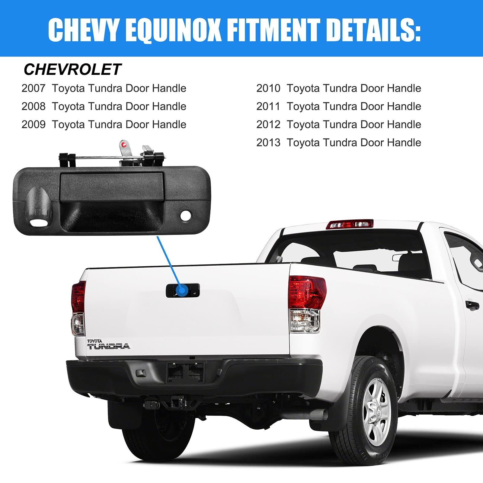 FAERSI Tailgate Handle Liftgate Latch Handle with Rear Camera Hole Replacements for 2007-2013 Toyota Tundra | Replaces# 69090-0C051, 690900C051, 81214