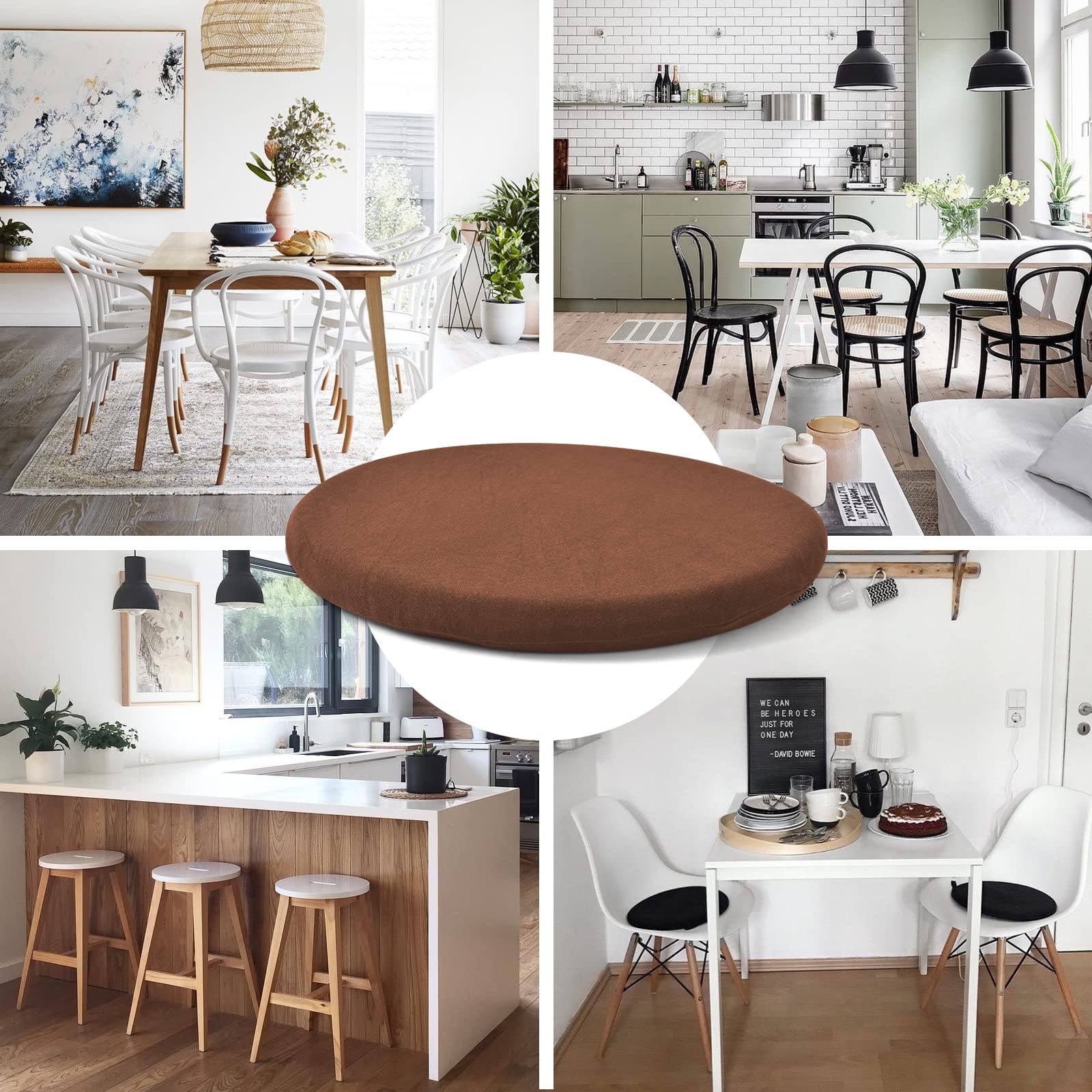 Gumcoly Memory Foam Seat Cushion 14 Inch, Round Stool Cushion, Circle Chair Pad with Removable Cover for Dining Kitchen Bar Chairs Coffee