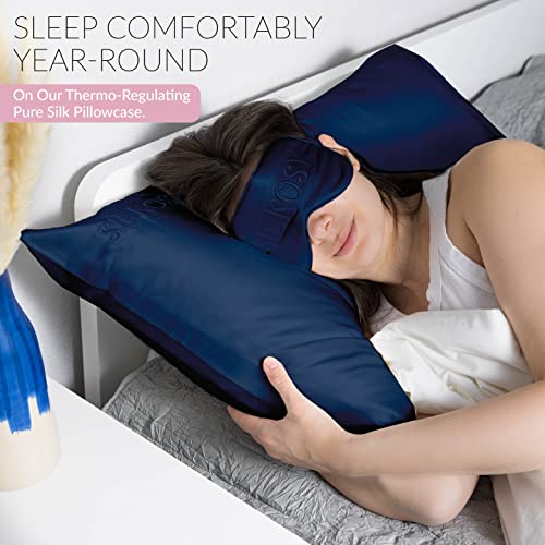 Mulberry Silk Pillowcase for Hair and Skin with Hidden Zipper, 22 Momme 100% Real Silk Pillow Case with Sleep Mask, Premium Grade 6A Silk Promotes Soft Skin, 900 Thread Count