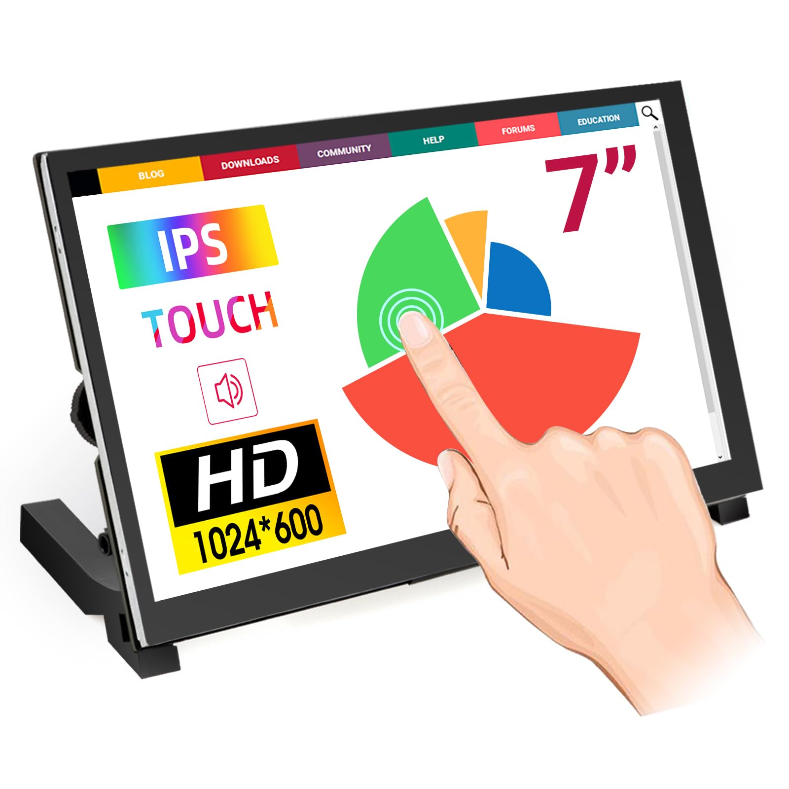 ELECROW 7 Inch Monitor 1024x600 Portable Touchscreen Monitor for Laptop Compatible with Raspberry Pi Banana Pi Jetson Nano Computer