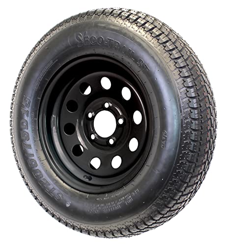 eCustomrim 2-Pack Trailer Tire On Black Wheel Modular Rim ST205/75D15 LRC 5 Lug On 4.5 15 x 5-2 Year Warranty w/Free Roadside