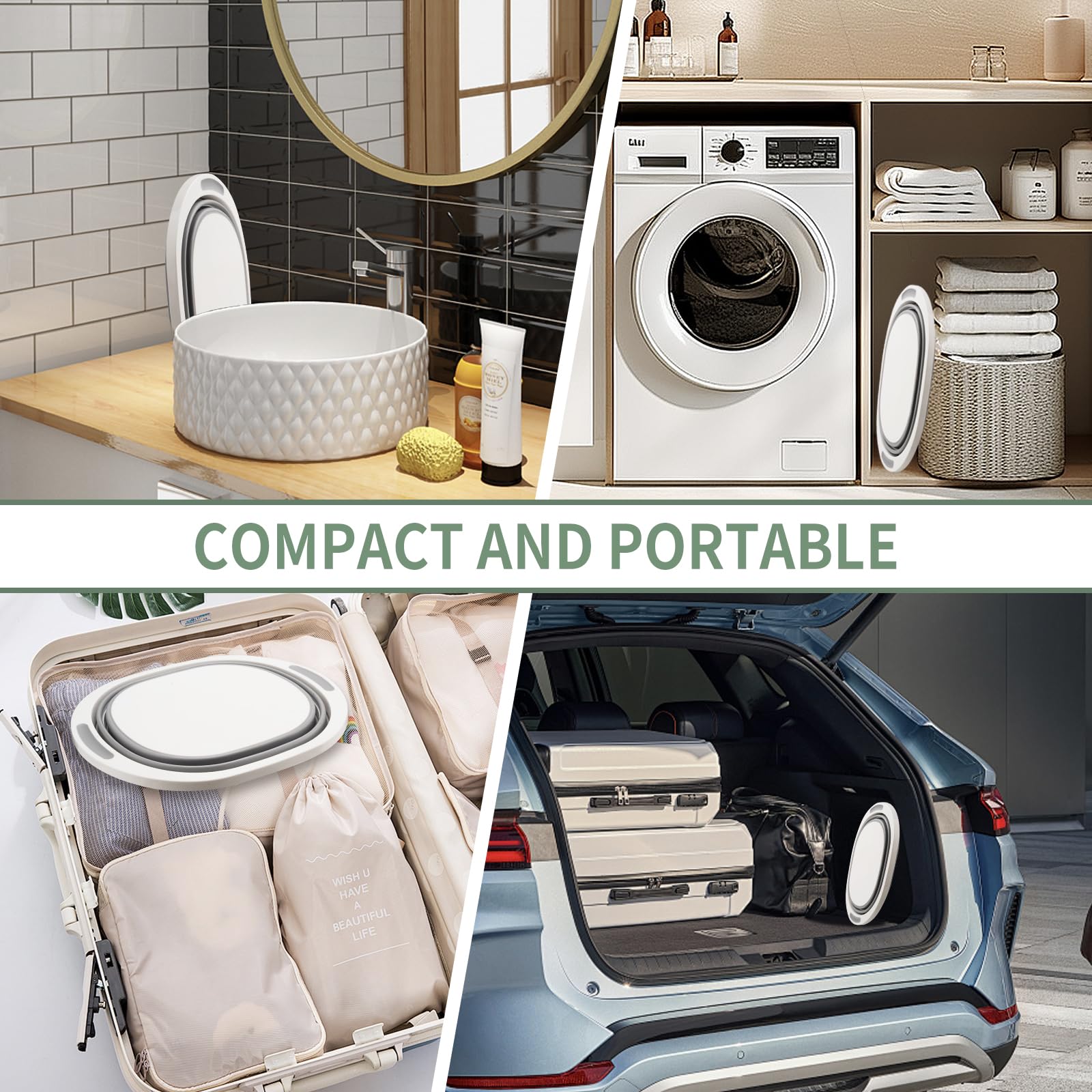 Mecyfaty Collapsible Wash Basin with 8L Capacity, Functions as Both a Dish Basin and a Cutting Board. Portable and Suitable for Use as a Dish Pan for Kitchen Sinks, Camping Sinks