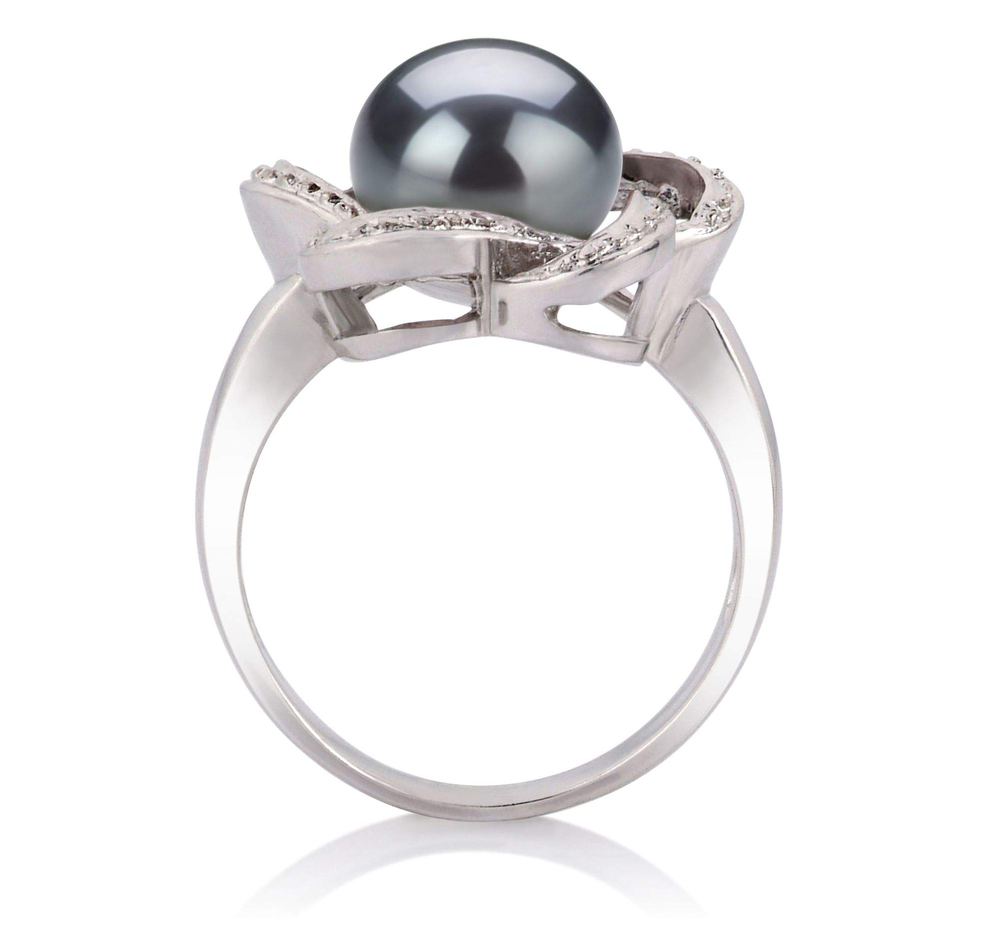 Fiona Black 9-10mm AA Quality Freshwater 925 Sterling Silver Cultured Pearl Ring For Women - Size-7
