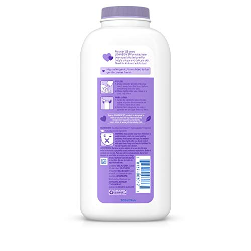 Johnson's Lavender Baby Powder with Naturally Derived Cornstarch, Hypoallergenic and Paraben Free, 15 oz (Pack of 3)