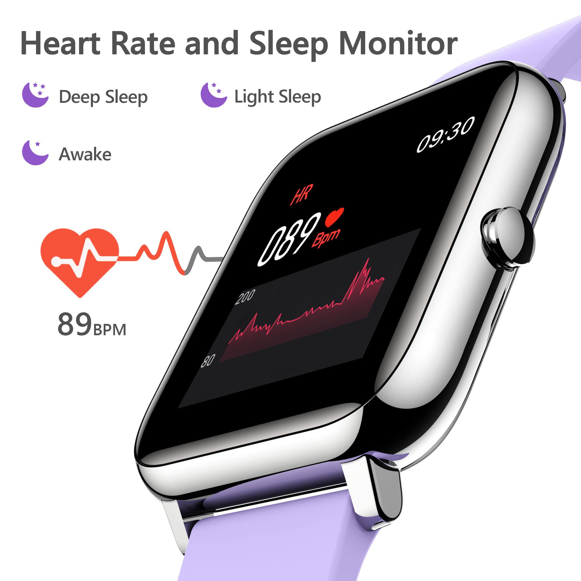 KALINCO Smart Watch, Fitness Tracker with Heart Rate Monitor, Blood Pressure, Blood Oxygen Tracking, 1.4 Inch Touch Screen Smartwatch with 3 Cables Compatible with Android iPhone iOS