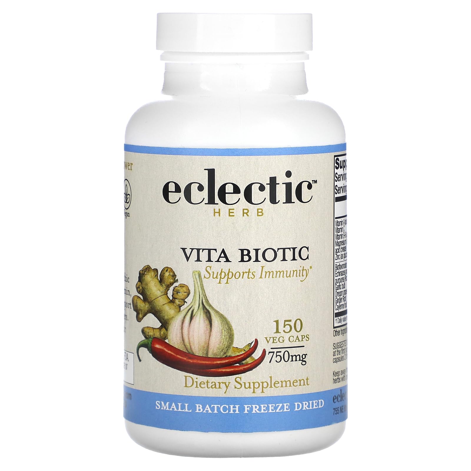 Eclectic Institute Vitabiotic Immune New in Capsules, 150 Non-GMO veg caps