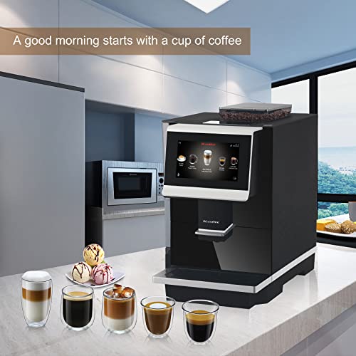 DR.COFFEE C12 Fully Automatic Coffee Machine, Espresso Machine With Ceramic Flat Burrs, 9 Grind Size Options, 7β HD Large Touchscreen, 4 Water Tank for Office Use, Pitch-black