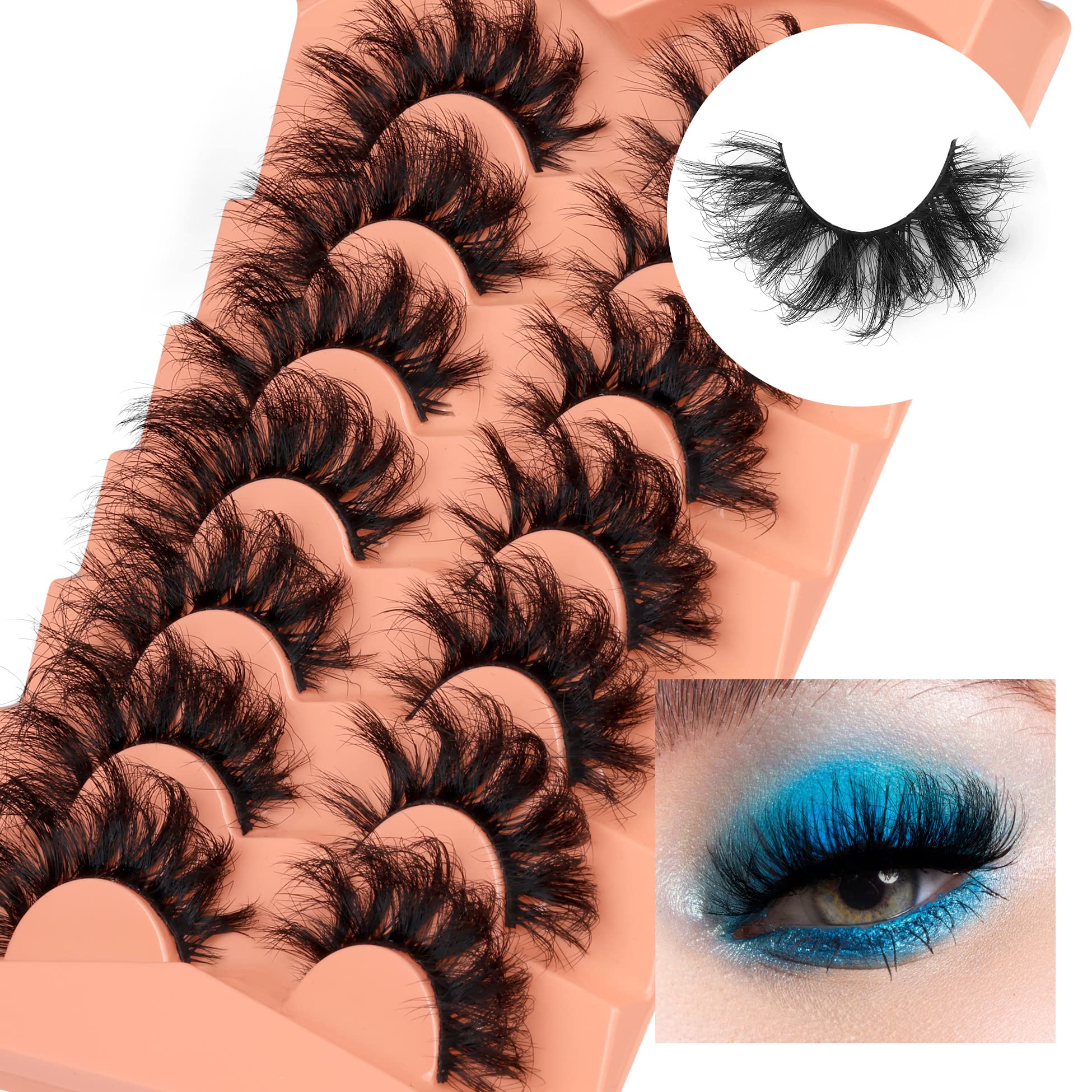 Mink Lashes Fluffy Dramatic False Eyelashes Wispy Strip Lash Thick Volume Long Eyelashes 22MM Fake Eye Lashes by Winifred
