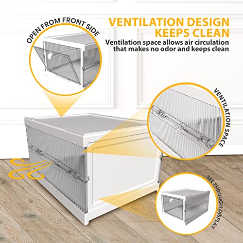Solid Plastic Not Flimsy 5 Layers Foldable Shoe Storage Boxes or Sneaker Storage Boxes - Easy Installation- All-in-One Clear Shoe Box with Doors - Space Saving Shoe Boxes or Shoe Organizer By Utopia Home