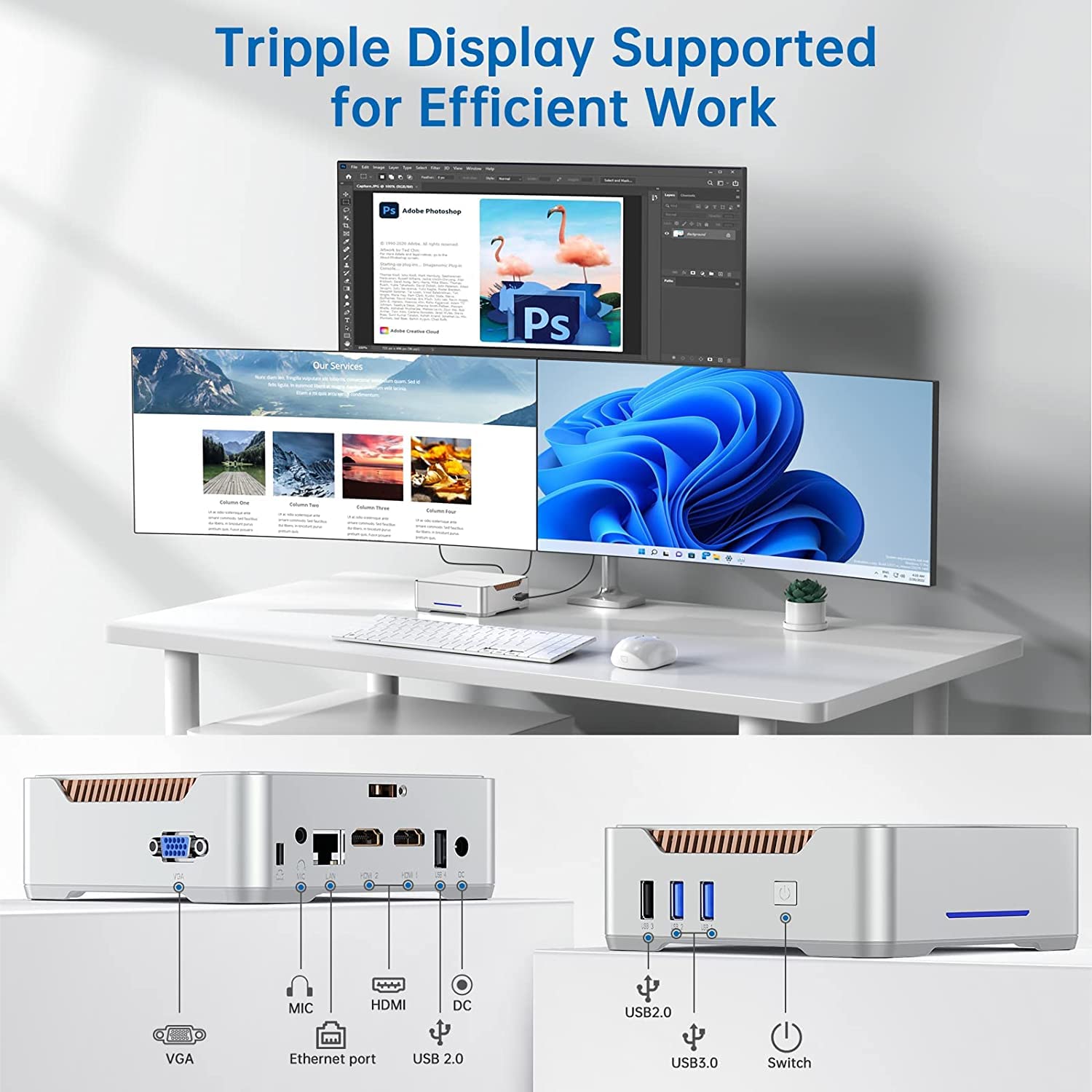 KAMRUI Mini PC,12GB RAM+256GB M.2 SSD Mini Computer,Intel Celeron N5105 Mini Desktop PC Windows 11 Pro up to 2.9GHz,2.5" SATA SSD,WiFi 2.4G/5G,Bluetooth4.2,Support 4K Triple Display