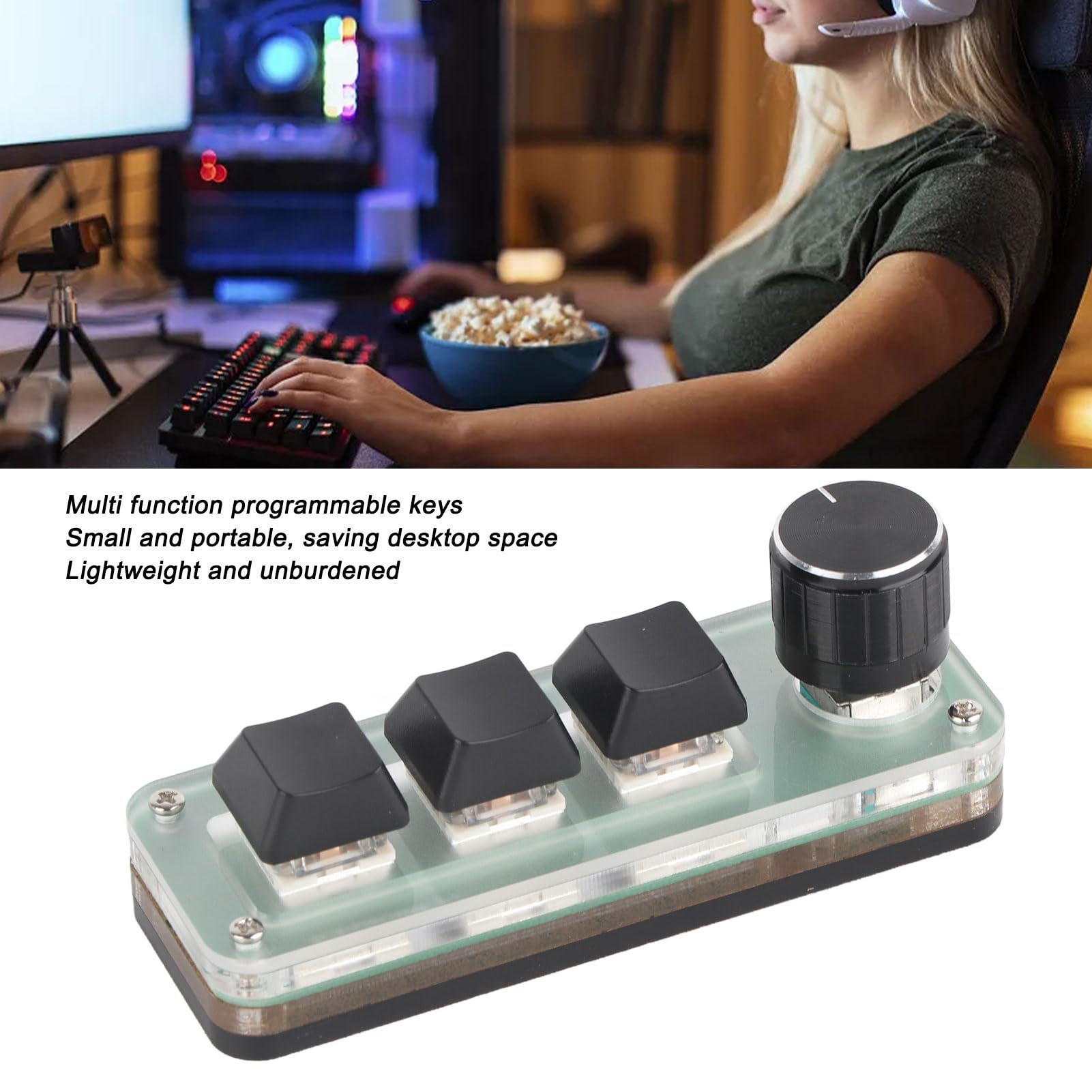 Dpofirs OSU Keypad Gaming Keyboard, 3 Key Hot Swap Game Keyboards USB RGB Mechanical Keypad with 3 Programmable Keys for DIY Programming Gaming
