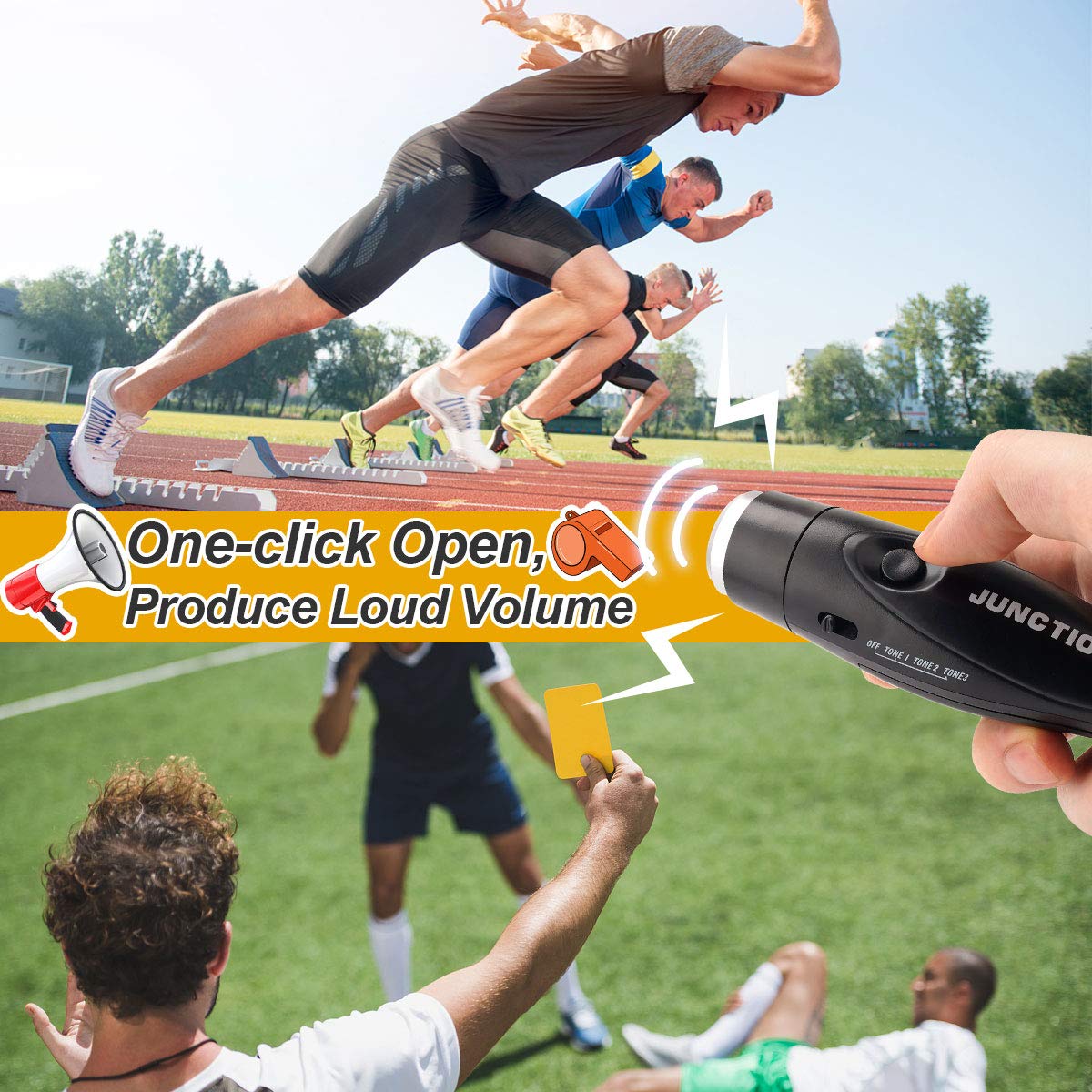 Electronic Whistle, 3 Pack Handheld Electronic Whistles Electric Whistle with Lanyard Three Tone Distinct High Volume Outdoor Sport Whistle for Coaches, Referees, P.E. Teacher