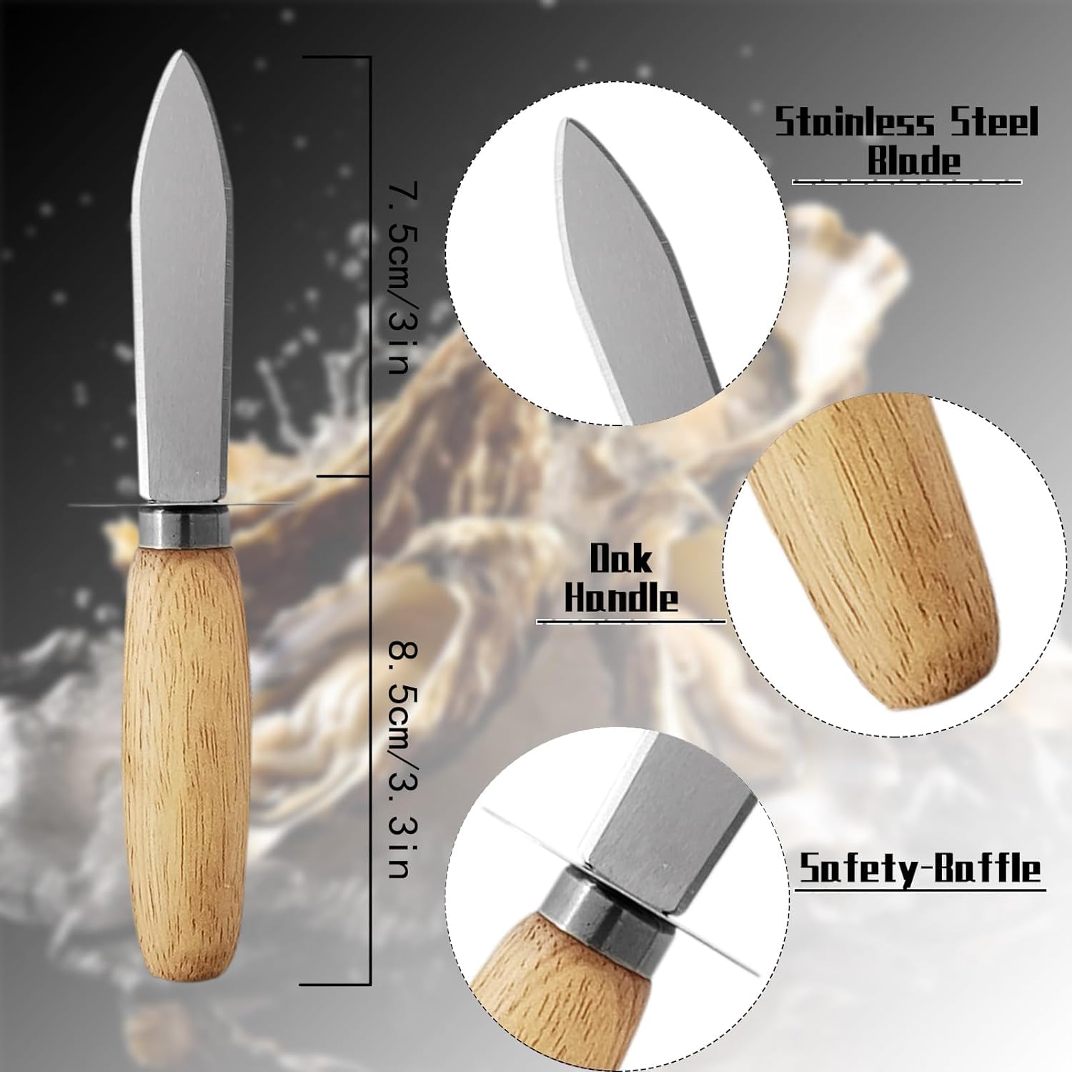 liuweihui 2024 Newest Oyster Knife Shucker Set, Oyster Opener Tool, Oyster Shucking Clamp Seafood Tools,1 oyster knife, (1#), medium size