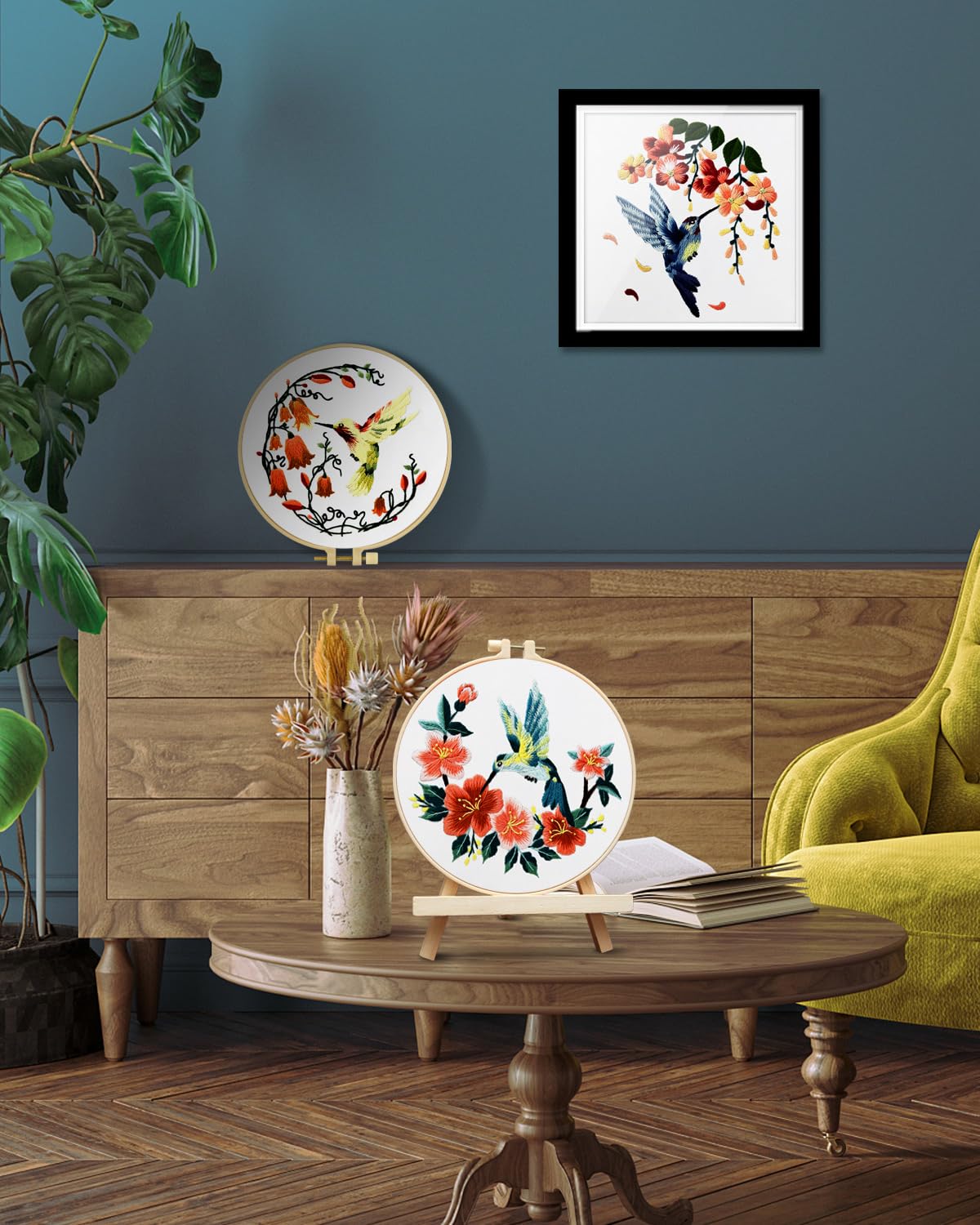 TINDTOP Hummingbird and Flower Embroidery Kit for Adults