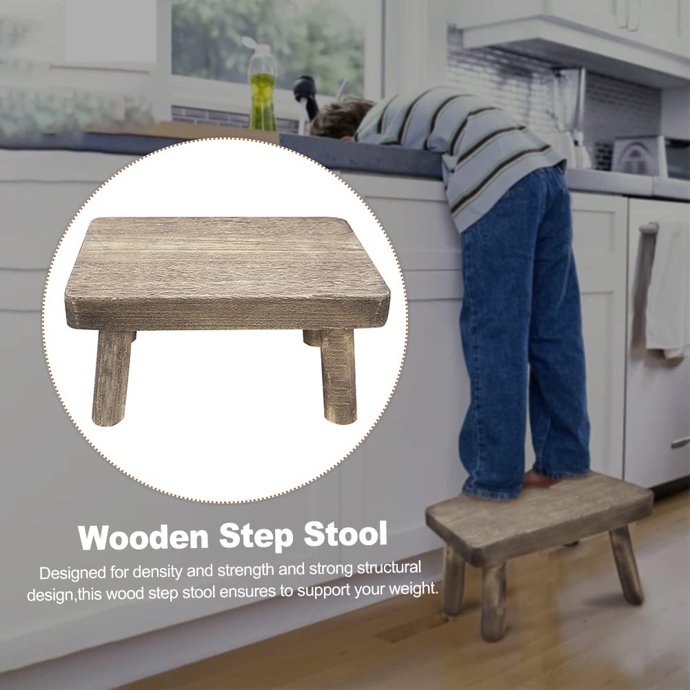 Wooden Step Stool for Kids and Adults, Portable Rectangle Bed Stool, Wooden Stool for Kitchen Living Room Closet Kitchen Step Stool Home Decoration 14.17x10.63x7.48inch, No Assembly Needed, Solid Wood