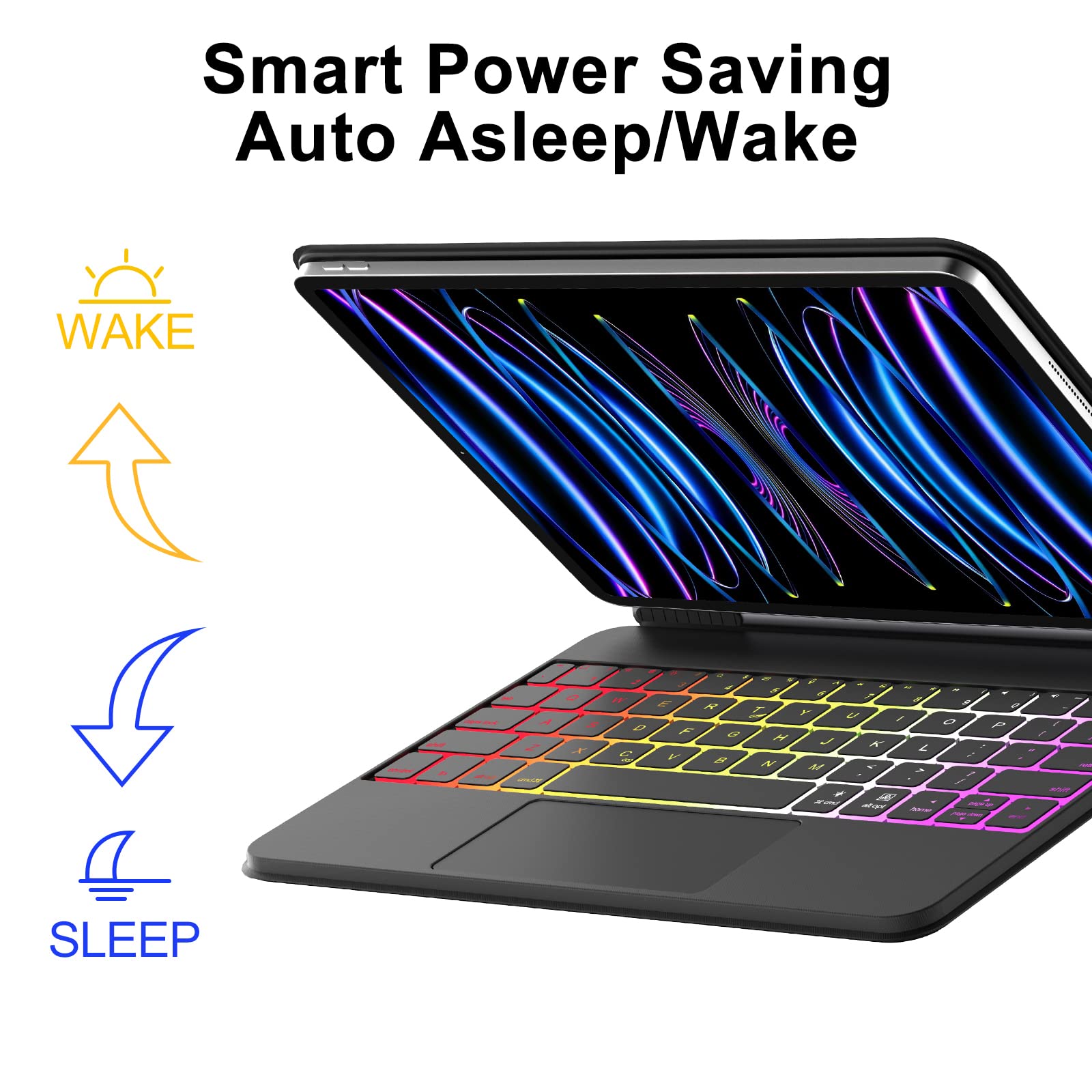 KVAGO Magic Keyboard for iPad Pro 11-inch (4th, 3rd, 2nd and 1st Generation) and iPad Air (5th and 4th Generation), Smart Trackpad, Wireless, 7 Colors Backlit, Magic Keyboard Case, Ultra-Thin, Black
