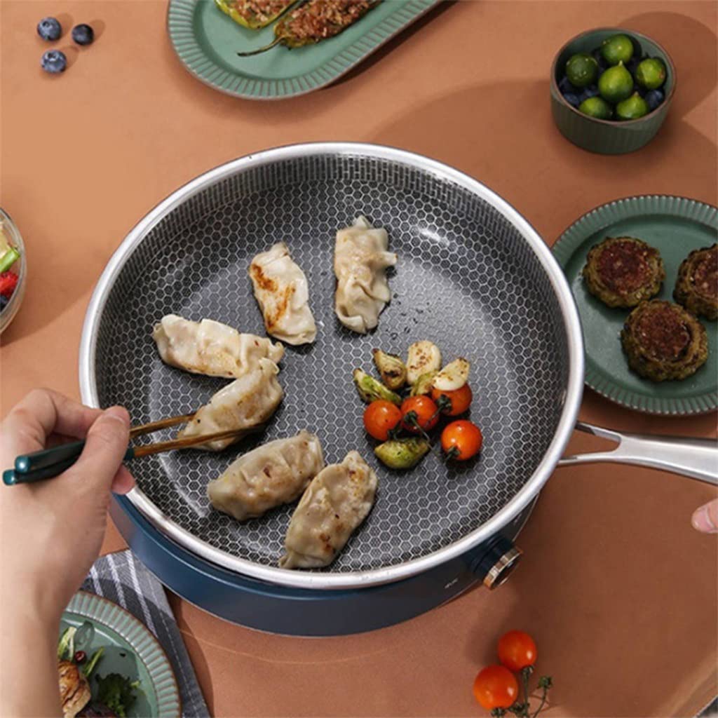 DHTDVD Stainless Steel Wok Thick Honeycomb Handmade Frying Pan Non-Stick Non Rusting Gas/Induction Cooker Pan (Color : D, Size : 28cm)