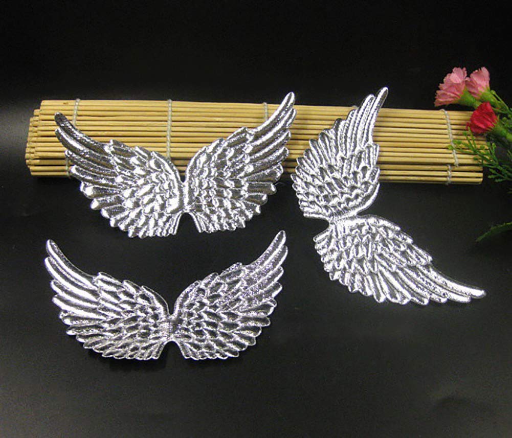 UUYYEO 12 Pcs Small Angel Wings Fabric Wings Applique Patches for DIY Crafts White