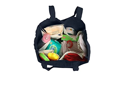 JOORY Premium Cotton Canvas Tote Bag with 6 Internal Pockets β Washable Heavy-Duty Cotton Canvas Bag with Reinforced Stitching Dark Blue