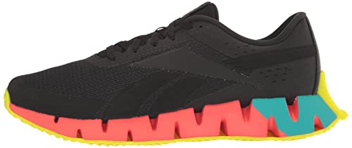 Reebok Men's Zig Dynamica 2.0 Sneaker, Black/Orange Flare/Acid Yellow, 10.5
