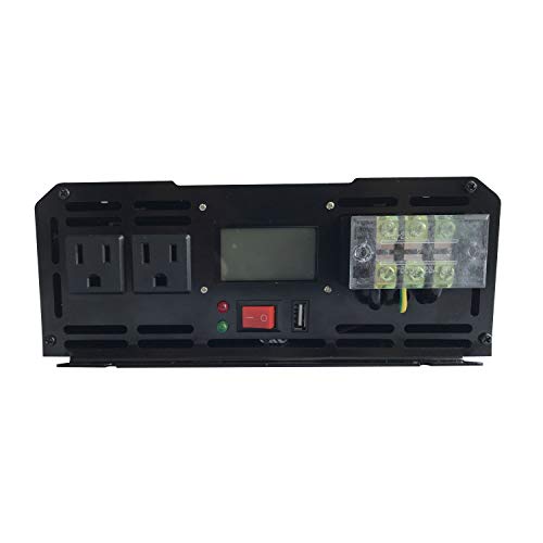 KRXNY 2000W 24V DC to 120V AC 60HZ Pure Sine Wave Off Grid Home Solar Power Inverter Converter with USB Port LCD Display