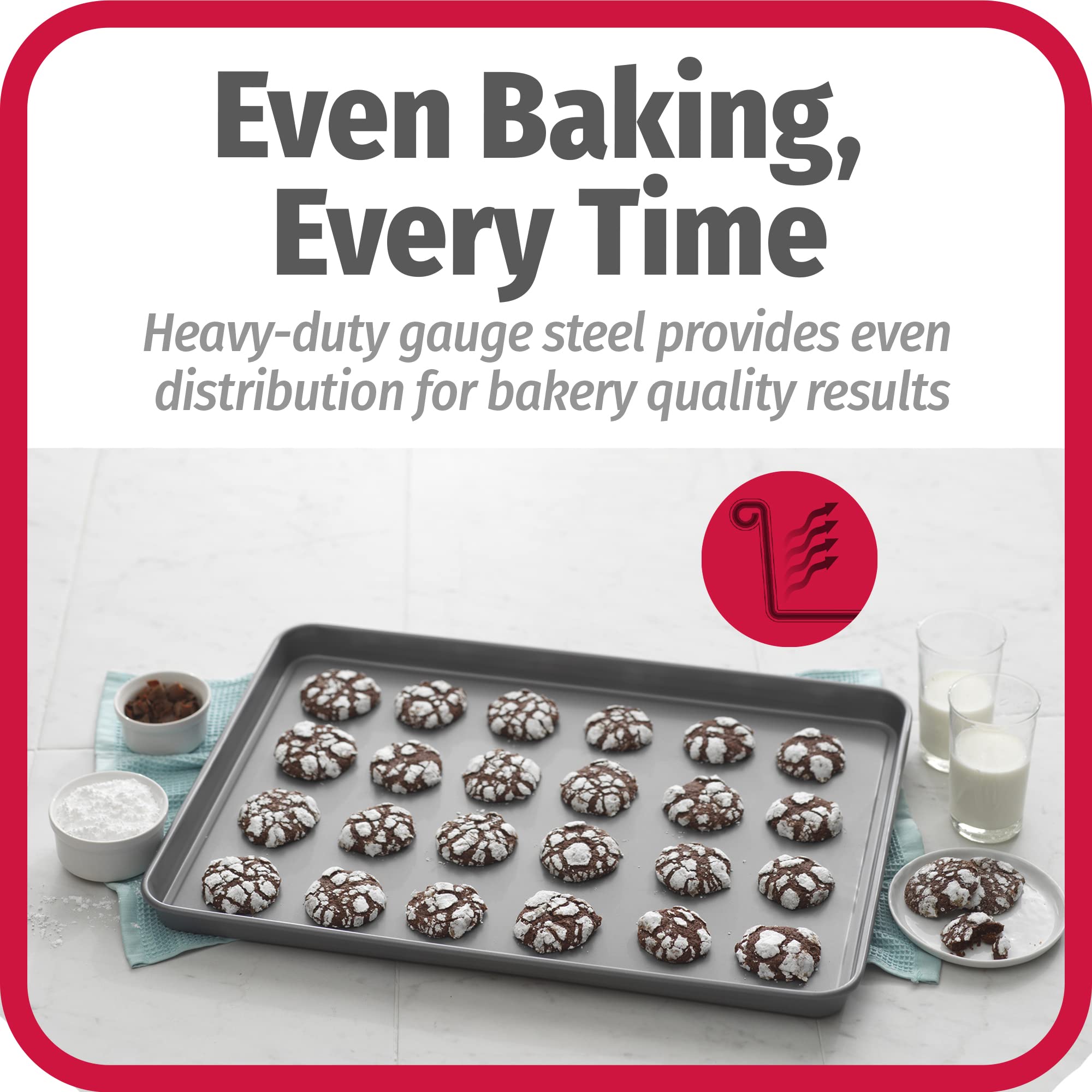 GoodCook Dishwasher Safe Nonstick Steel XL Cookie Sheet, 15'' x 21'', Gray, Set of 2