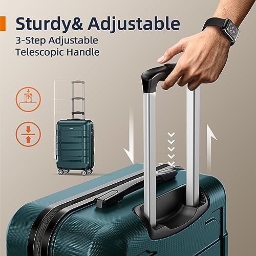 SHOWKOO Luggage Sets Expandable Suitcase Double Wheels TSA Lock (ArmyGreen)