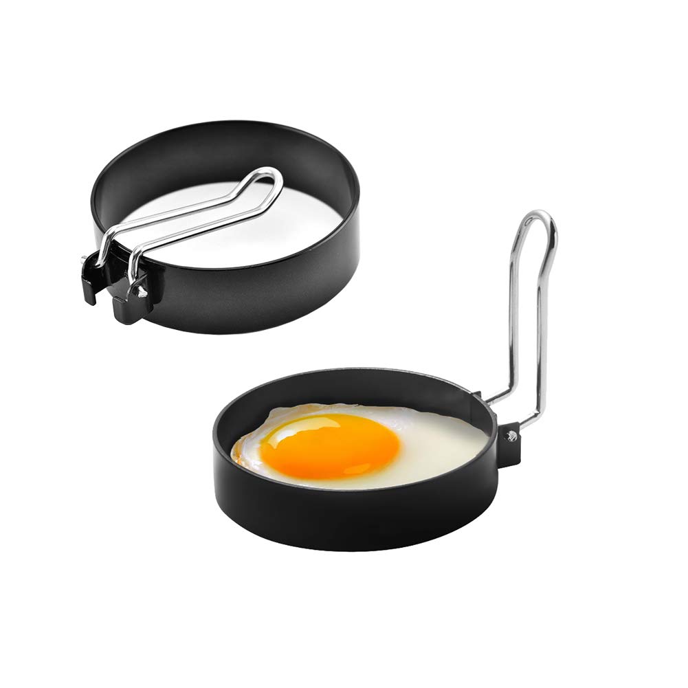 UUYYEO 2 Pieces Non Stick Egg Ring Mold Shaper Circles Egg Cooker Rings for Frying or Shaping Eggs