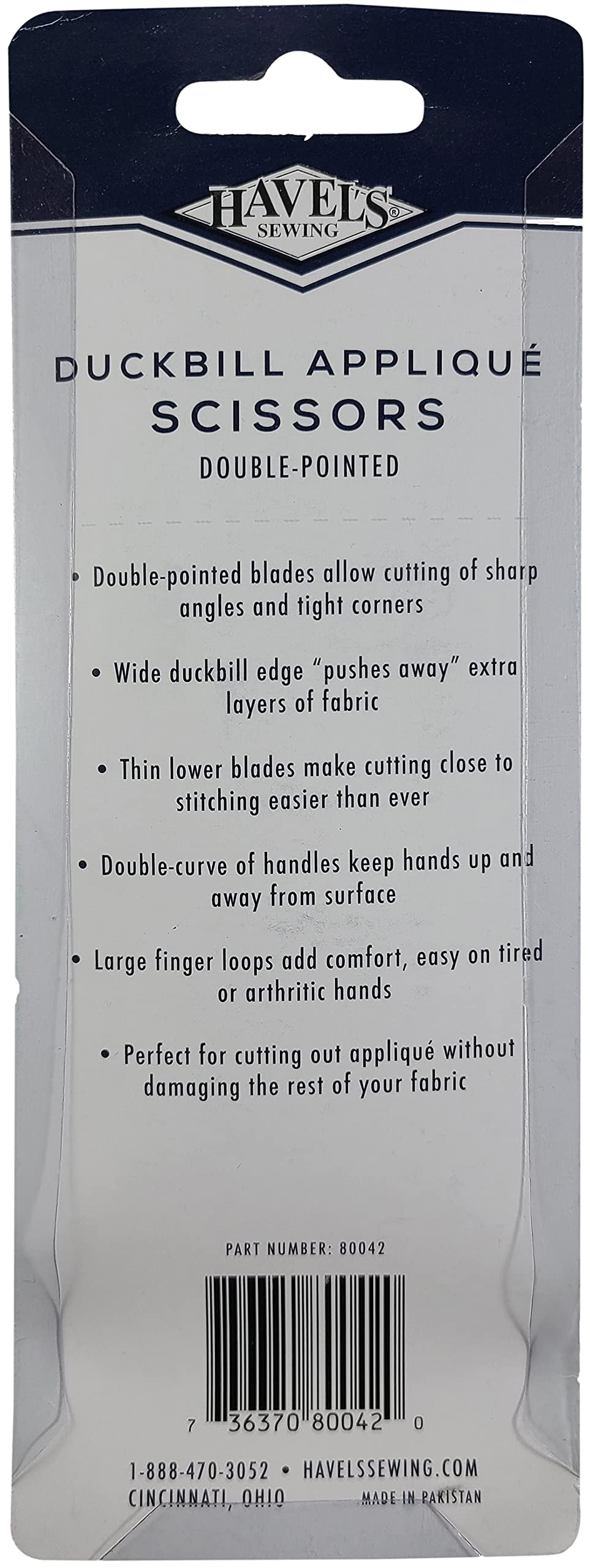 Havels Pointed Duckbill Applique Double Curve Scissors, White