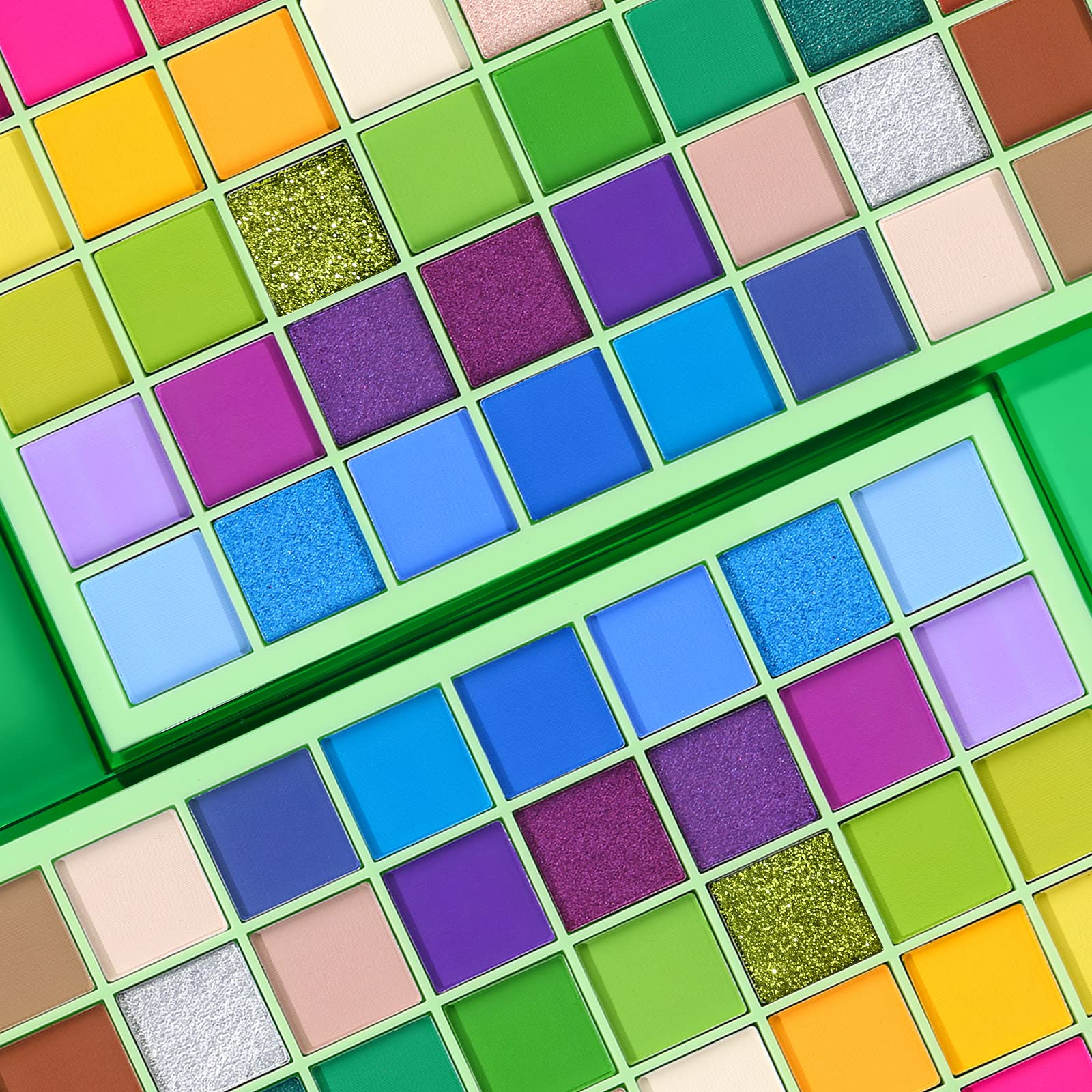 UCANBE Nostalgic Green Eyeshadow Palette - 48 Bright Bold Color Highly Pigmented Eye Shadow, Velvety Smooth Texture Matte Shimmer Glitter Eye Makeup Palletes