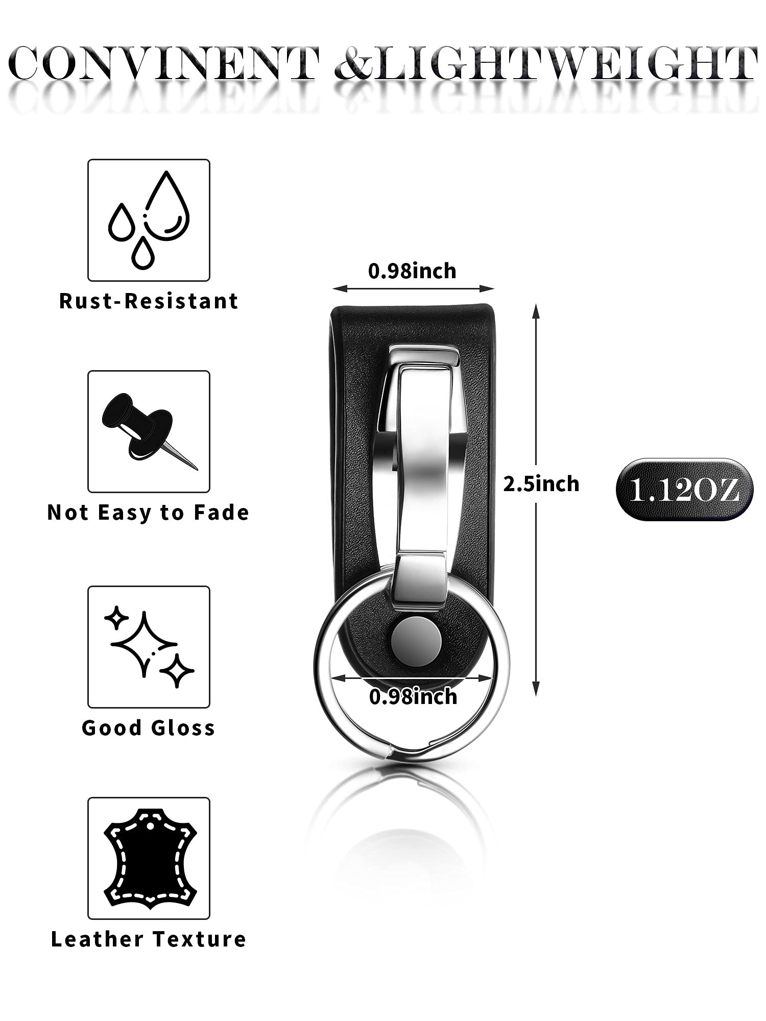Hicarer 4 Pieces Leather Belt Loop Keychains Vintage Artificial Leather Key Ring Holder Belt Key Chain Detachable Key Rings for Men