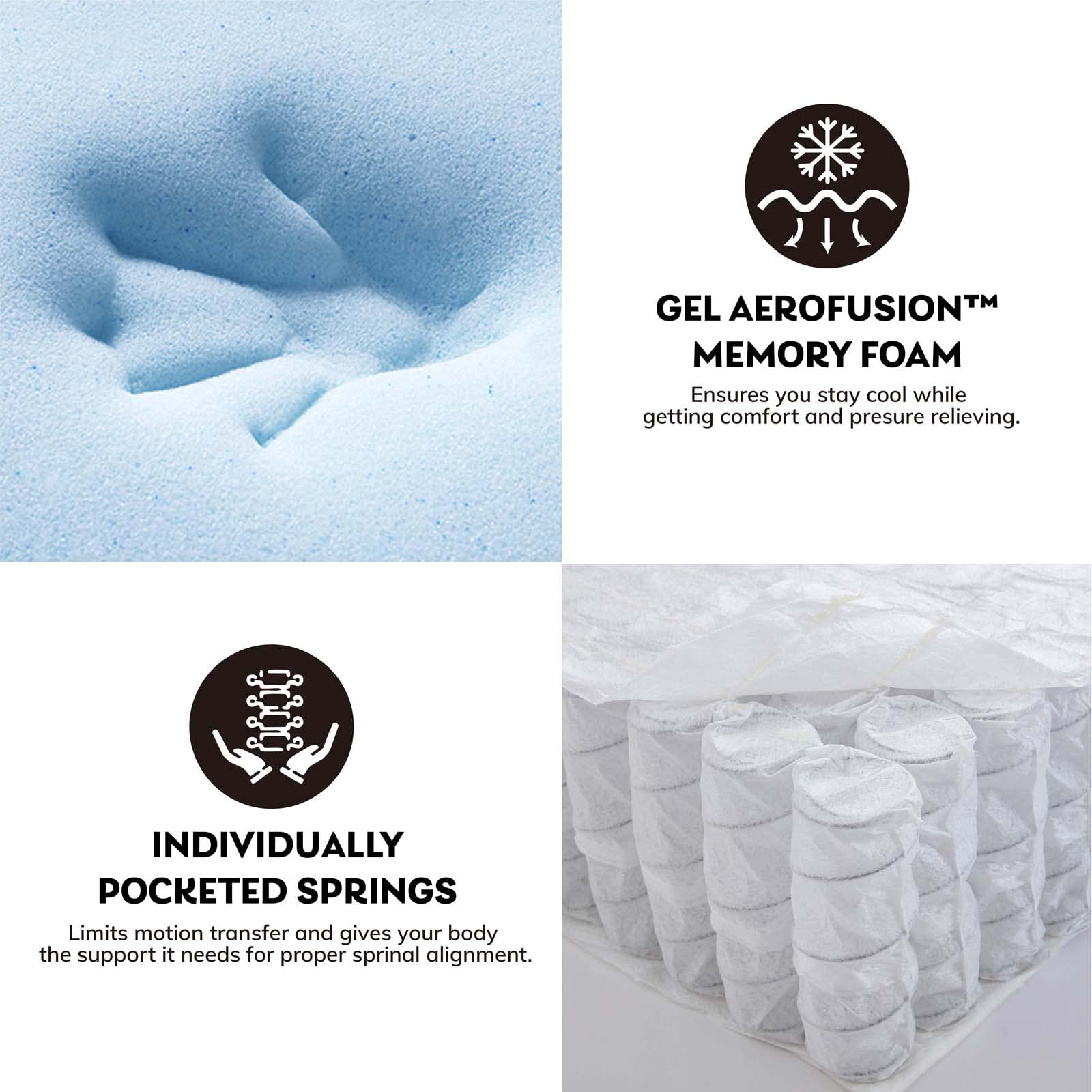 DUNTRKDU Queen Size Mattress, 10 Inch Cooling Gel Memory Foam Hybrid Tea Mattress, Individual Pocket Spring Mattress, Medium Firm Feel, Mattress in a Box, CertiPUR-US Certified (Queen)