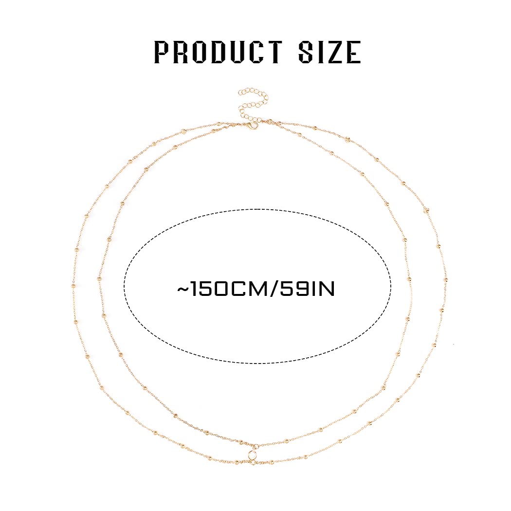 Edary Boho Belly Chain Gold Layered Waist Chain Beaded Body Chains Bikini Body Chain Jewelry for Women Sexy