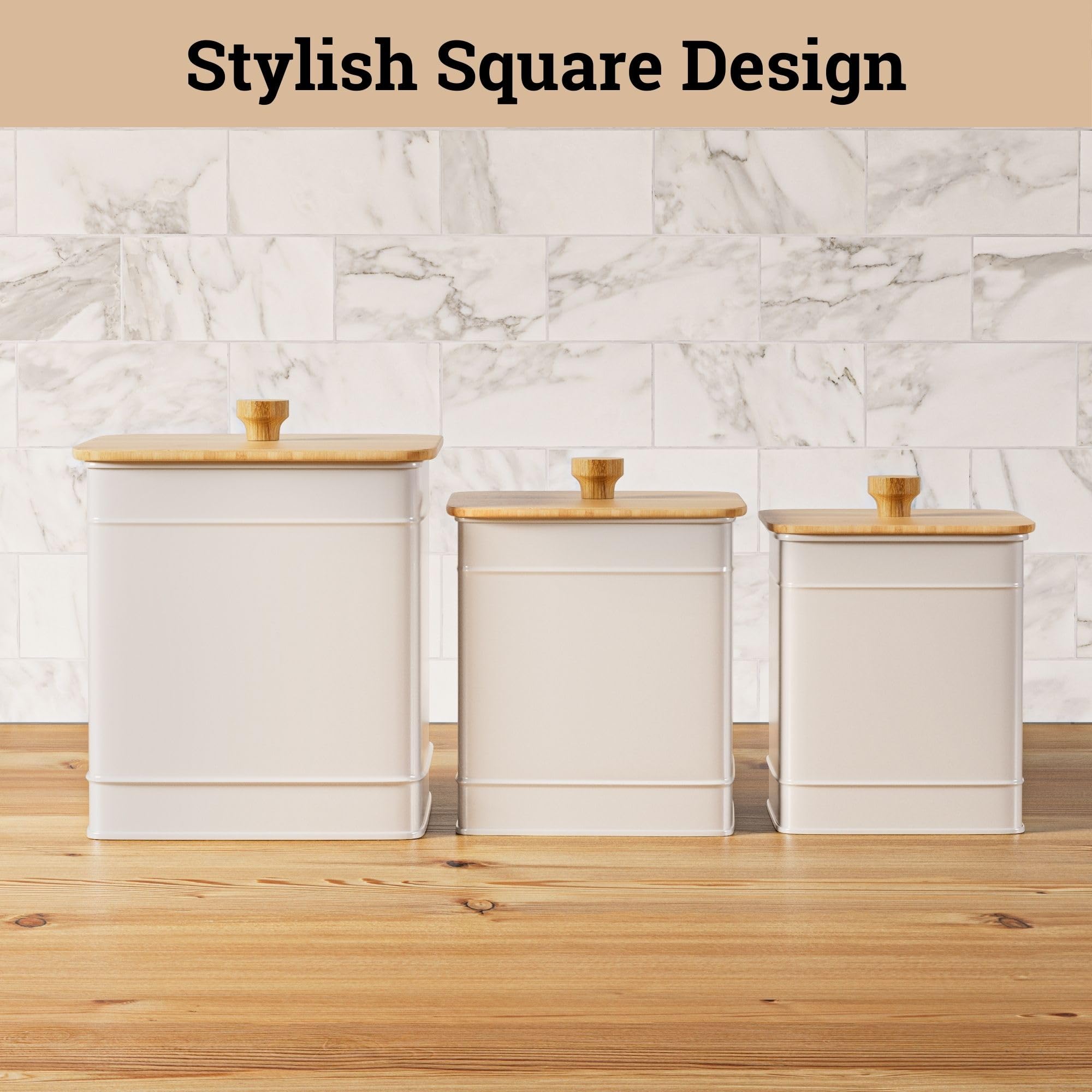 Kitchen Canisters for Countertop Set of 3 with Customizable Chalkboard Labels & Marker Pen - Big Iron Kitchen Canisters with Airtight Lids - Canisters Sets for the Kitchen - White Kitchen Canister Set