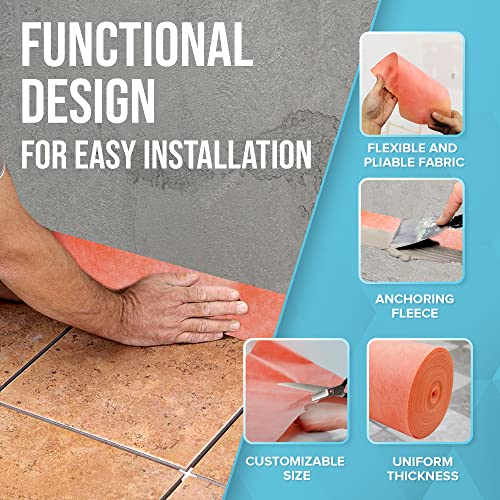 JJ CARE Waterproofing Membrane [4Mil - 5" x 98.5ft] - Polyethylene Waterproof Membrane, Shower Waterproofing Tile Underlayment Membrane, Crack Prevention Shower Membrane for Floors & Walls - 1 Roll