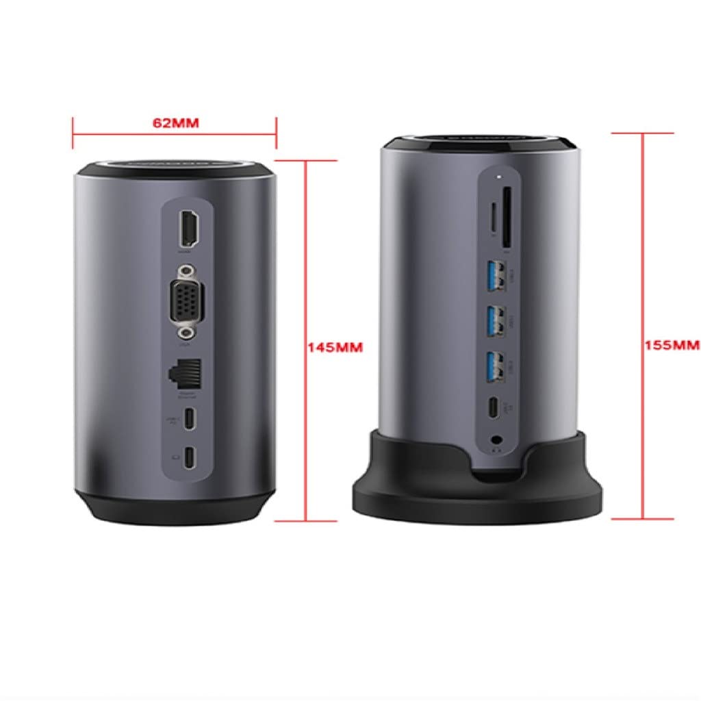 KXDFDC 12 in 1 USB C HUB Dock USB C to Multi RJ45 VGA USB 3.0 USB C Data with PD Power (100W)