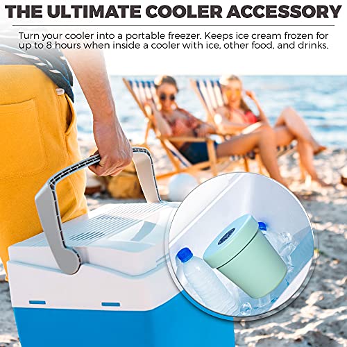 The Ice Cream Canteen Vacuum Insulated Ice Cream Pint Cooler Keeps Ice Cream Frozen for hours enjoy ice cream anywhere (Stainless Steel)